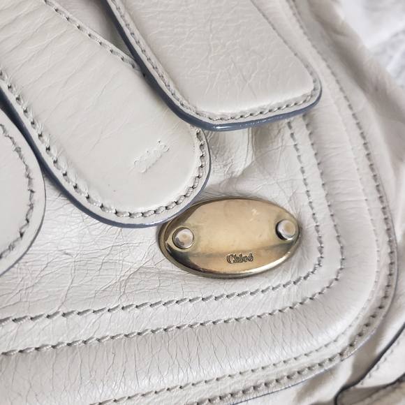 Chloe | Bags | Chloe Bay Satchel Ivory Cream Leather Tote Handbag Purse ...